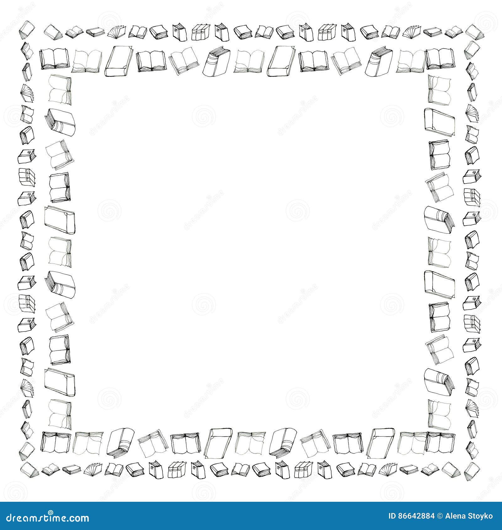 Books Border Clipart Black And White