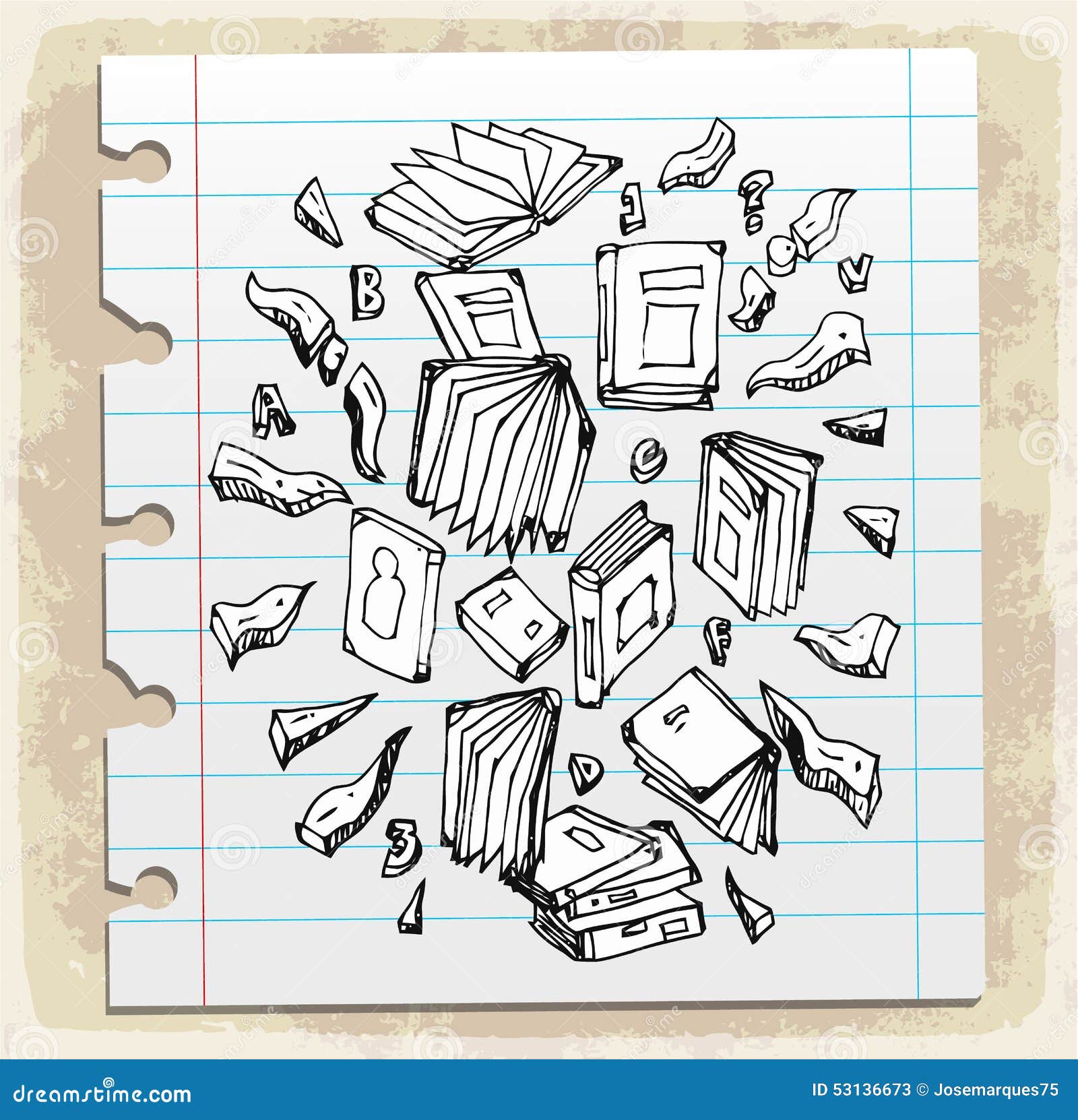 Book Doodle on Paper Note, Vector Illustration Stock Vector ...