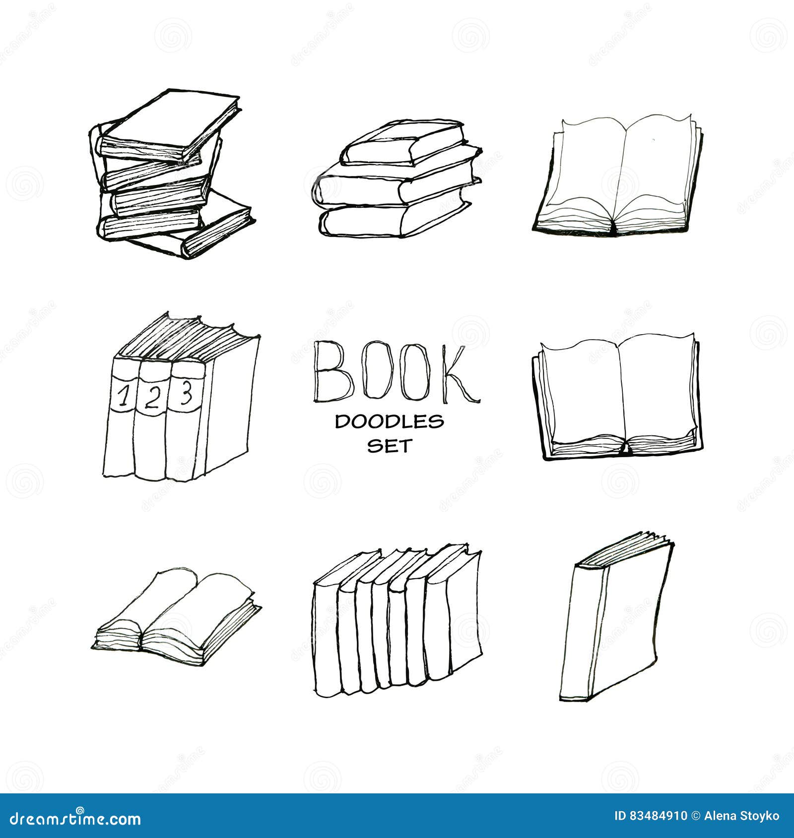Book doodles set stock vector. Illustration of college - 83484910