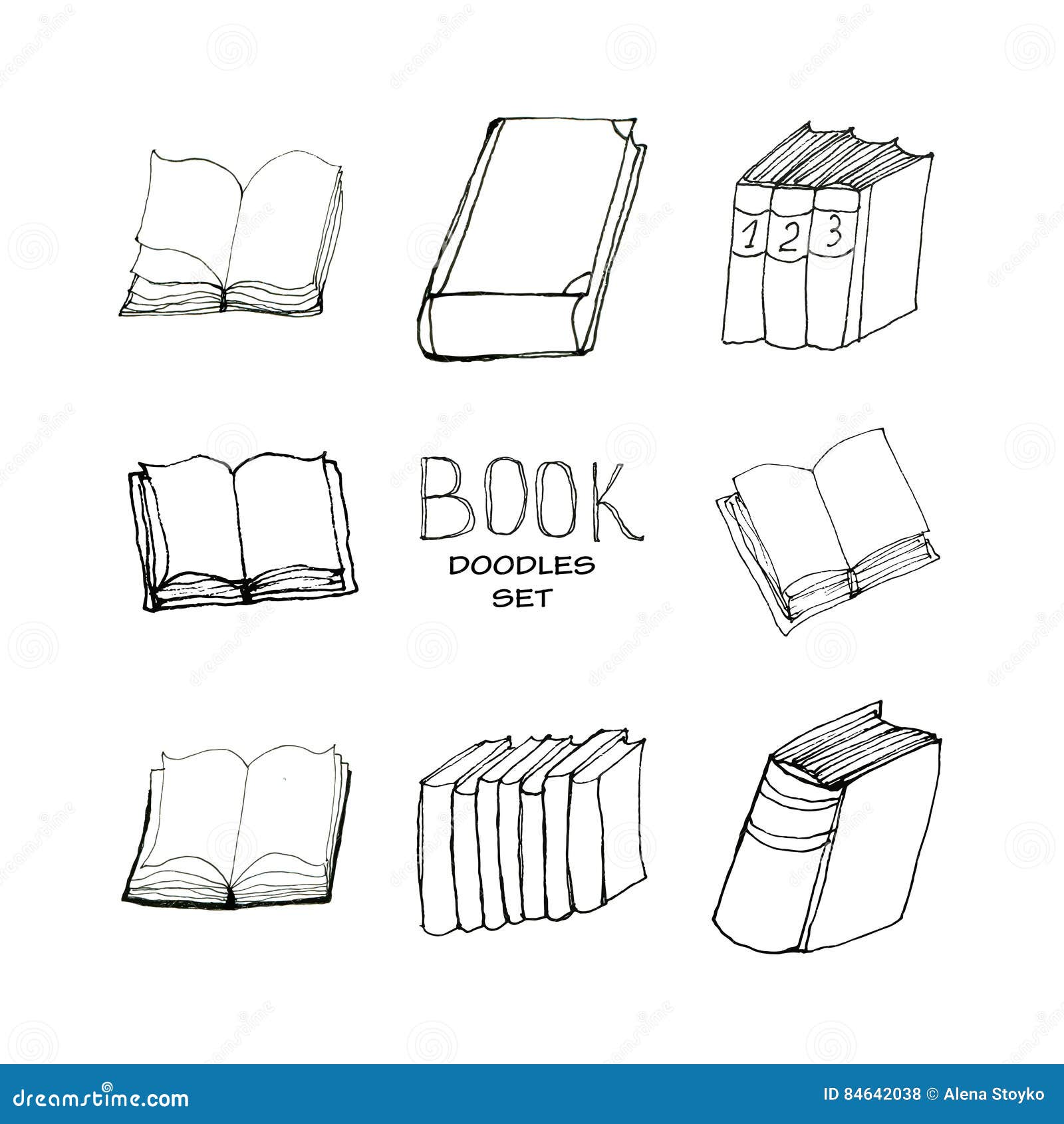 Book doodles set stock vector. Illustration of book, decoration - 84642038