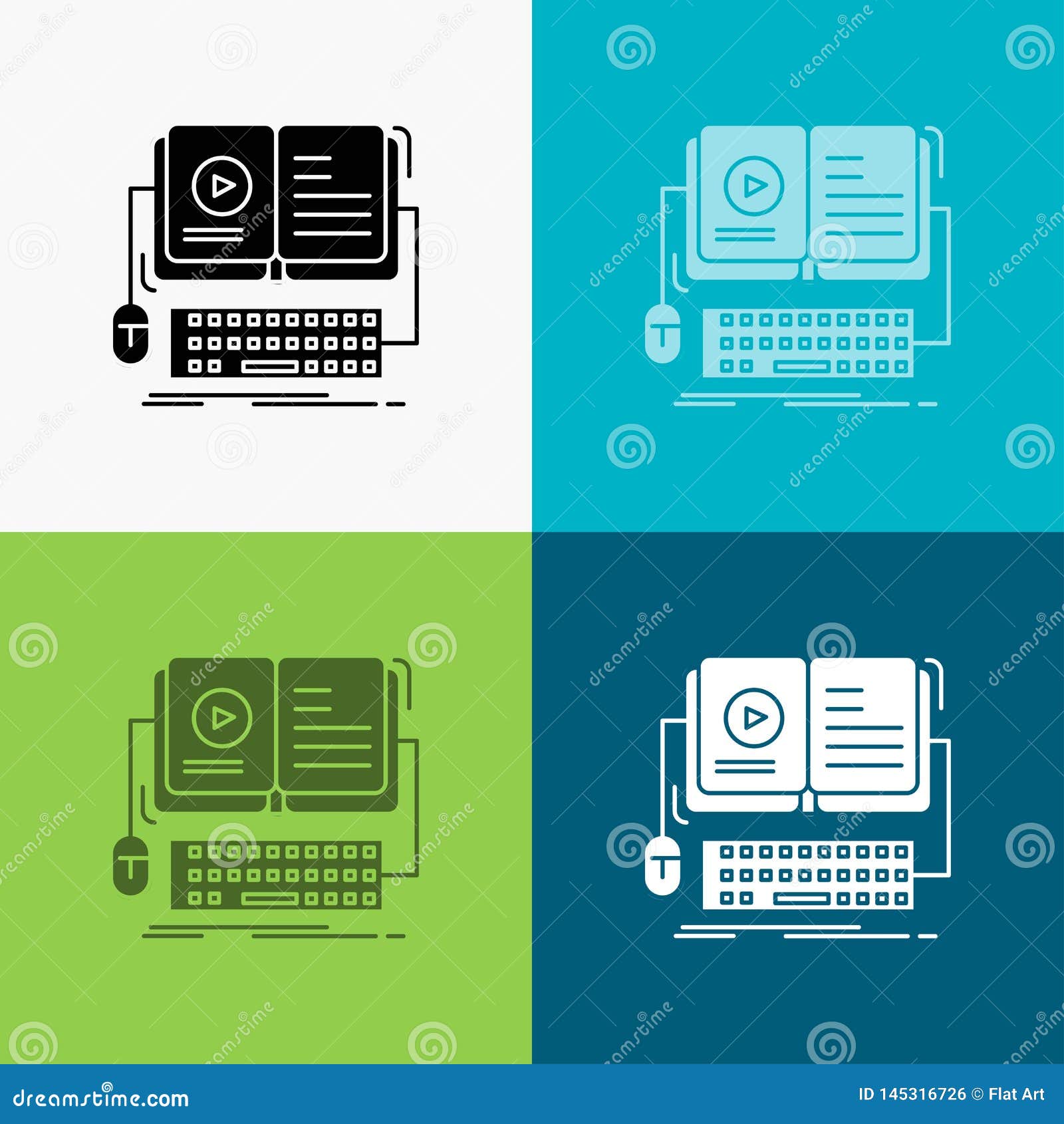 Book, Ebook, Interactive, Mobile, Video Icon Over Various Background ...