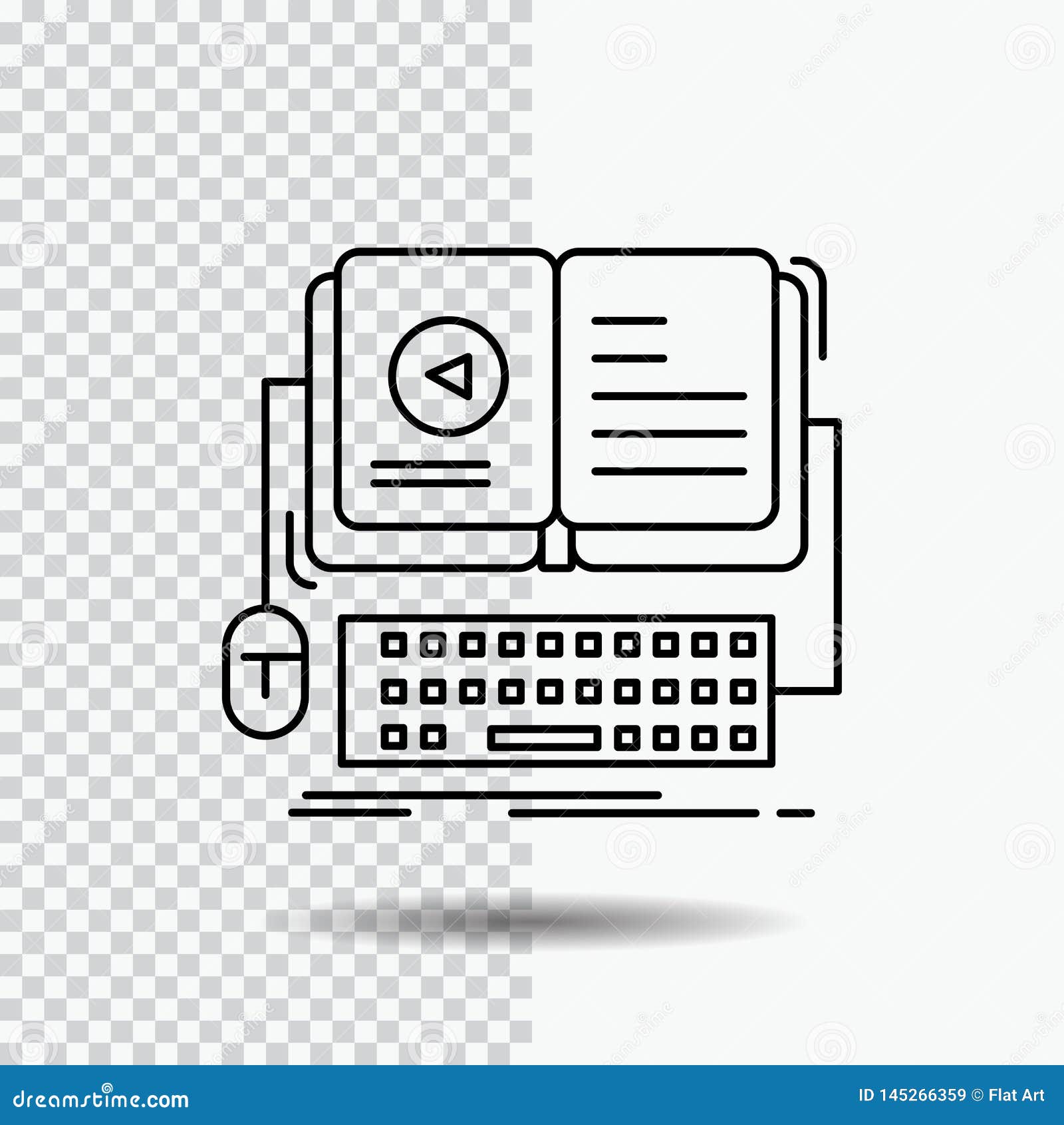 Book, Ebook, Interactive, Mobile, Video Line Icon on Transparent ...