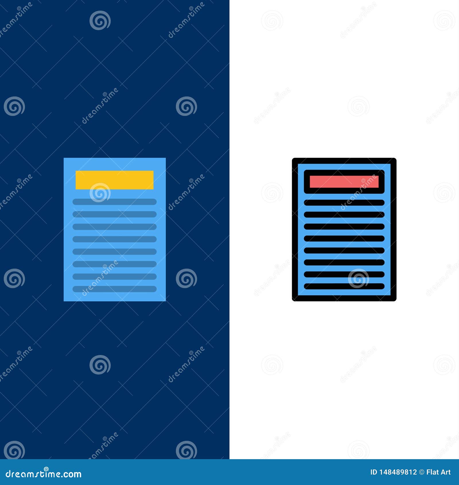 Book, Education, Red Icons. Flat and Line Filled Icon Set Vector Blue ...