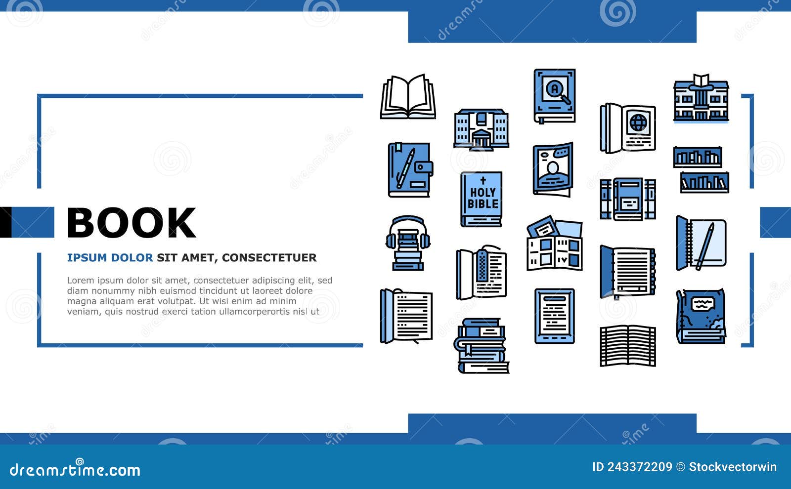 Book Educational Literature Read Landing Header Vector Stock ...