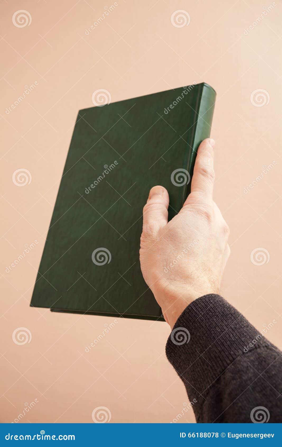 Book with Empty Dark Green Leather Cover in Hand Stock Photo - Image of ...