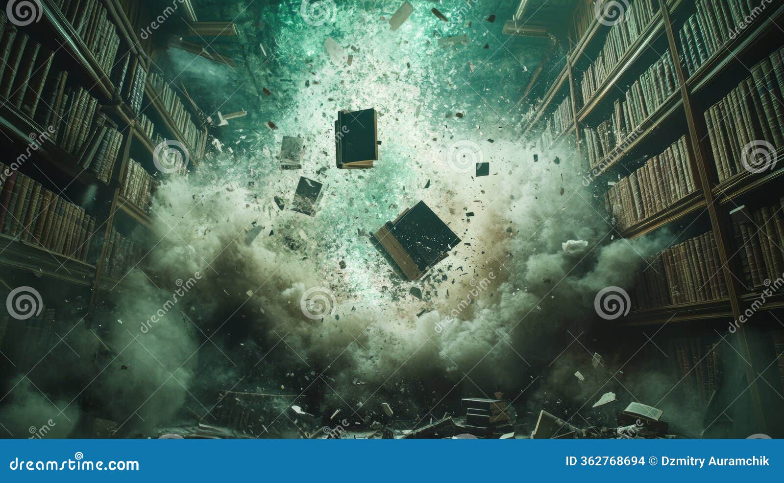 A Book Exploded in the Library, Sending Shards of Pages and Books ...