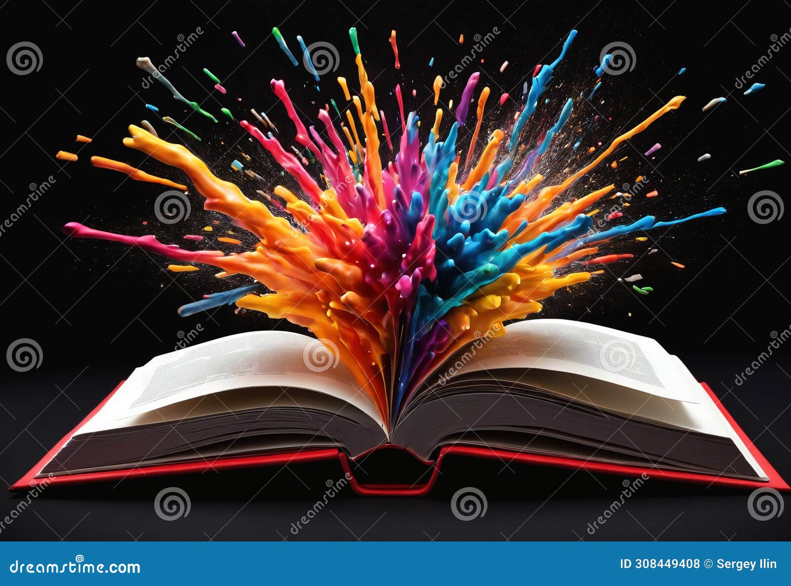 Book Exploding with Knowledge. Generative AI Stock Illustration ...