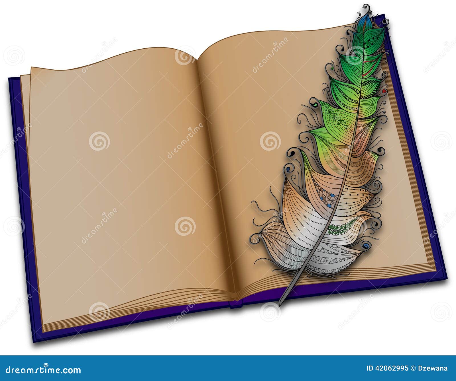 Book and feather stock vector. Illustration of beginnings - 42062995