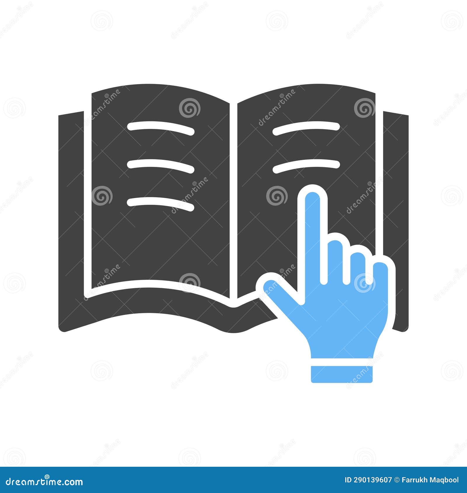Book Finger Icon Image. stock vector. Illustration of study - 290139607