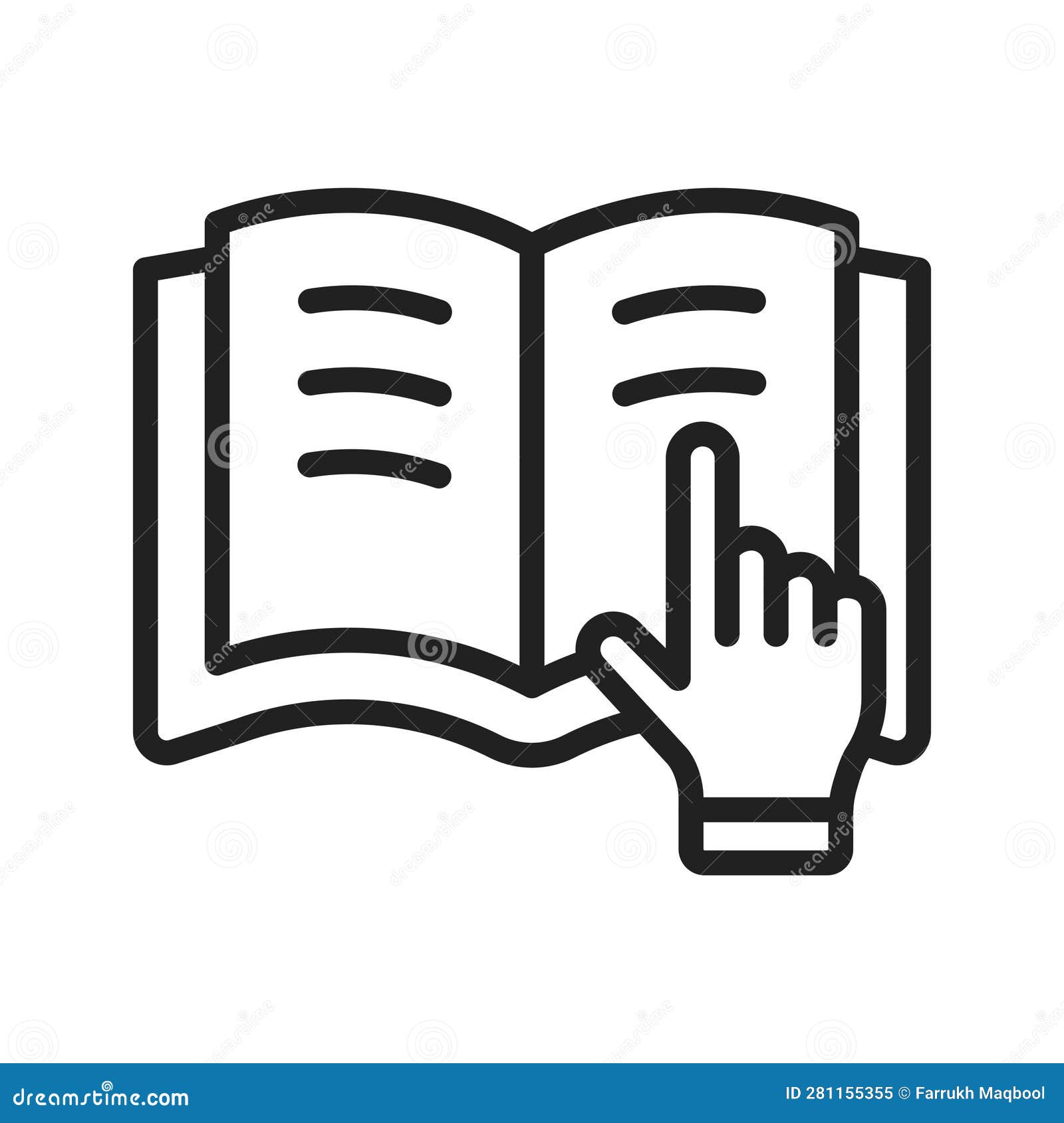Book Finger Icon Image. stock vector. Illustration of reading - 281155355