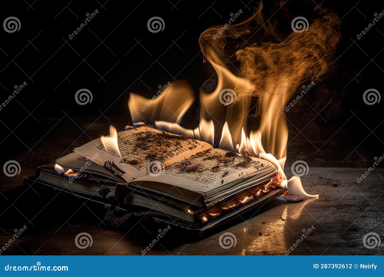 Book in fire stock illustration. Illustration of college - 287392612