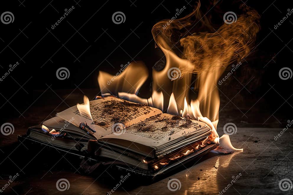 Book in fire stock photo. Image of college, antique - 287392612