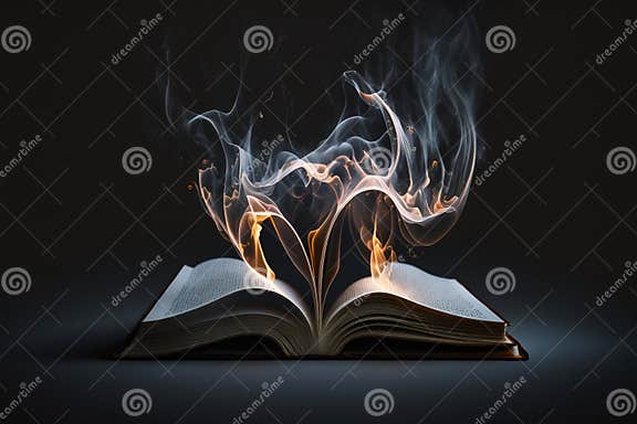 The Book is on Fire. Burning Book Magic Stock Illustration ...