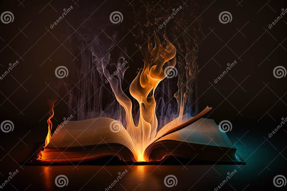 The Book is on Fire. Burning Book Magic Stock Illustration ...