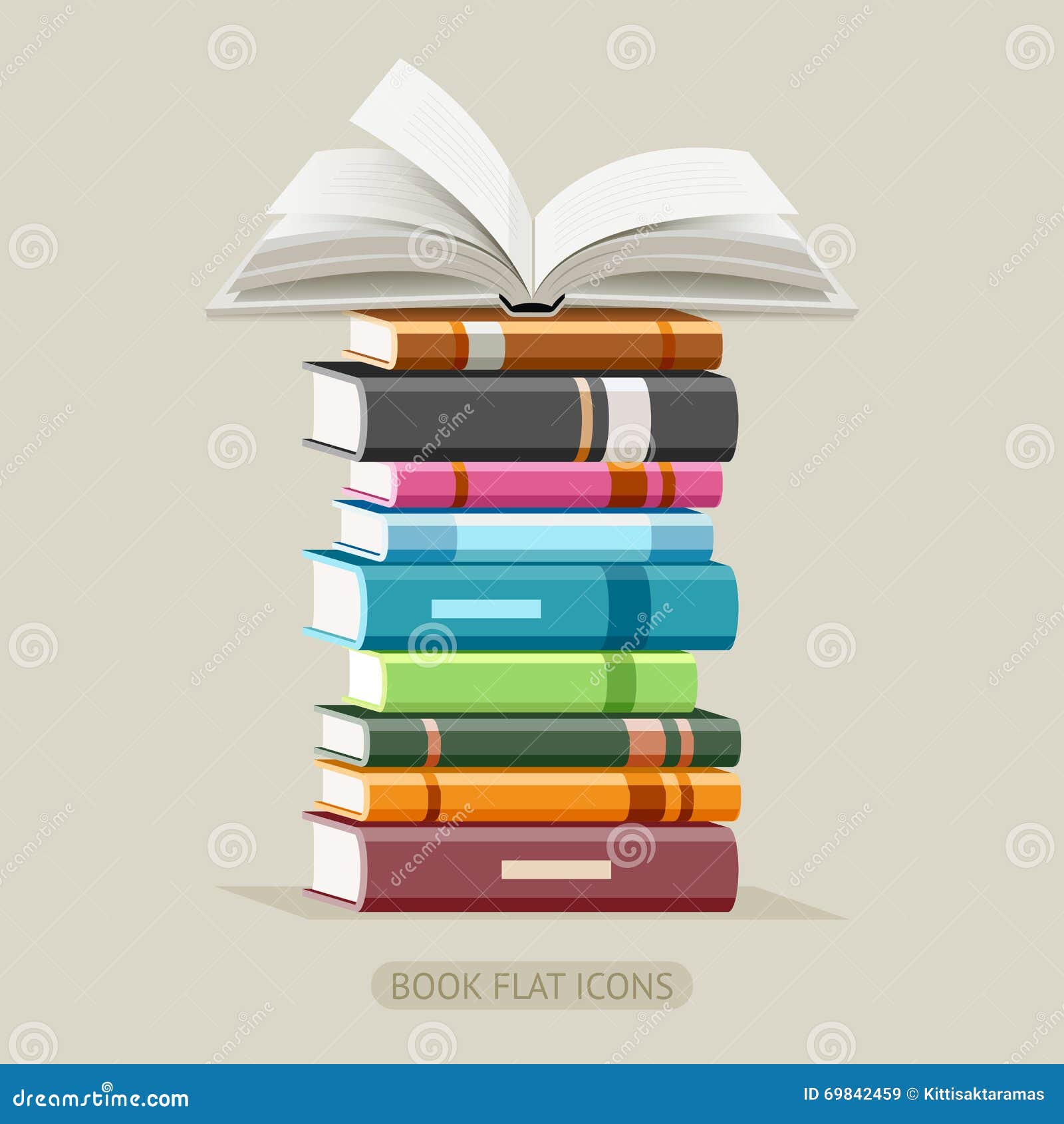 Book Flat Icons Set. Vector. Stock Vector - Illustration of dictionary ...