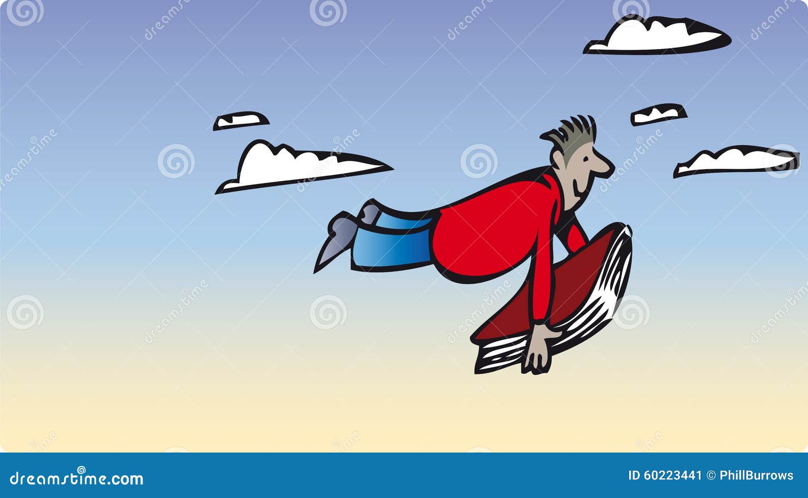 Book Flying Man stock vector. Illustration of books, escape - 60223441