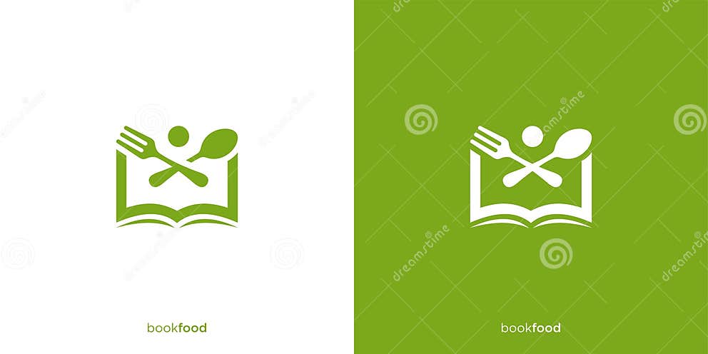 Book Food Logo Designs. Book and Fork, Spoon with Minimalist Style ...
