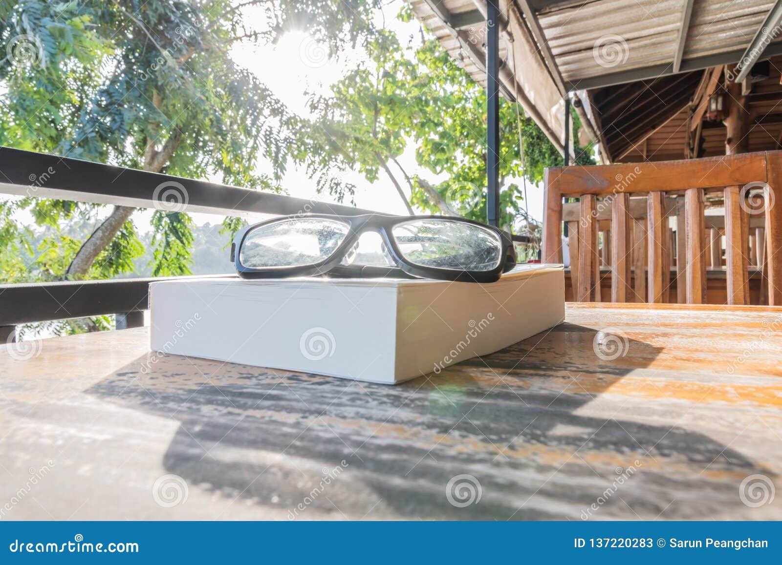 Book with Glass on the Wood Table. Stock Image - Image of table, brown ...