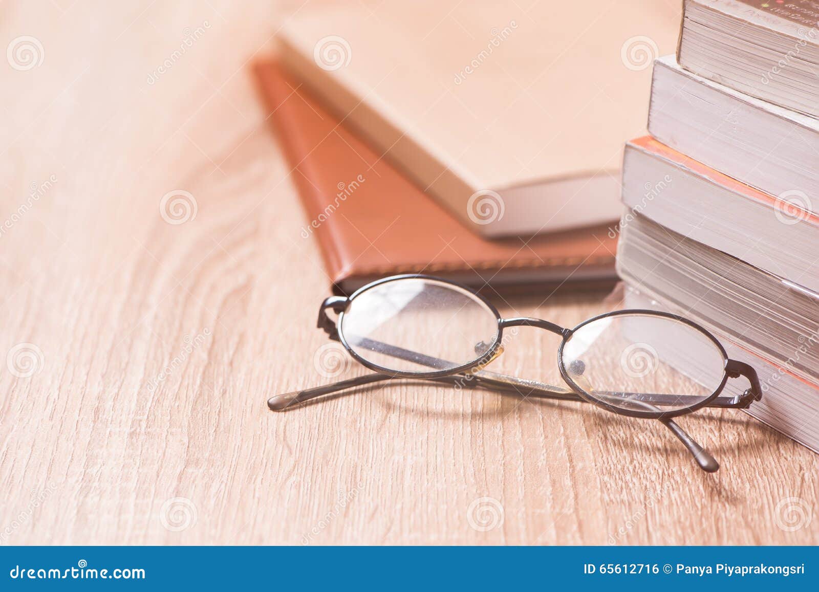 Book and Glasses on Wood Table Stock Photo - Image of wood, study: 65612716