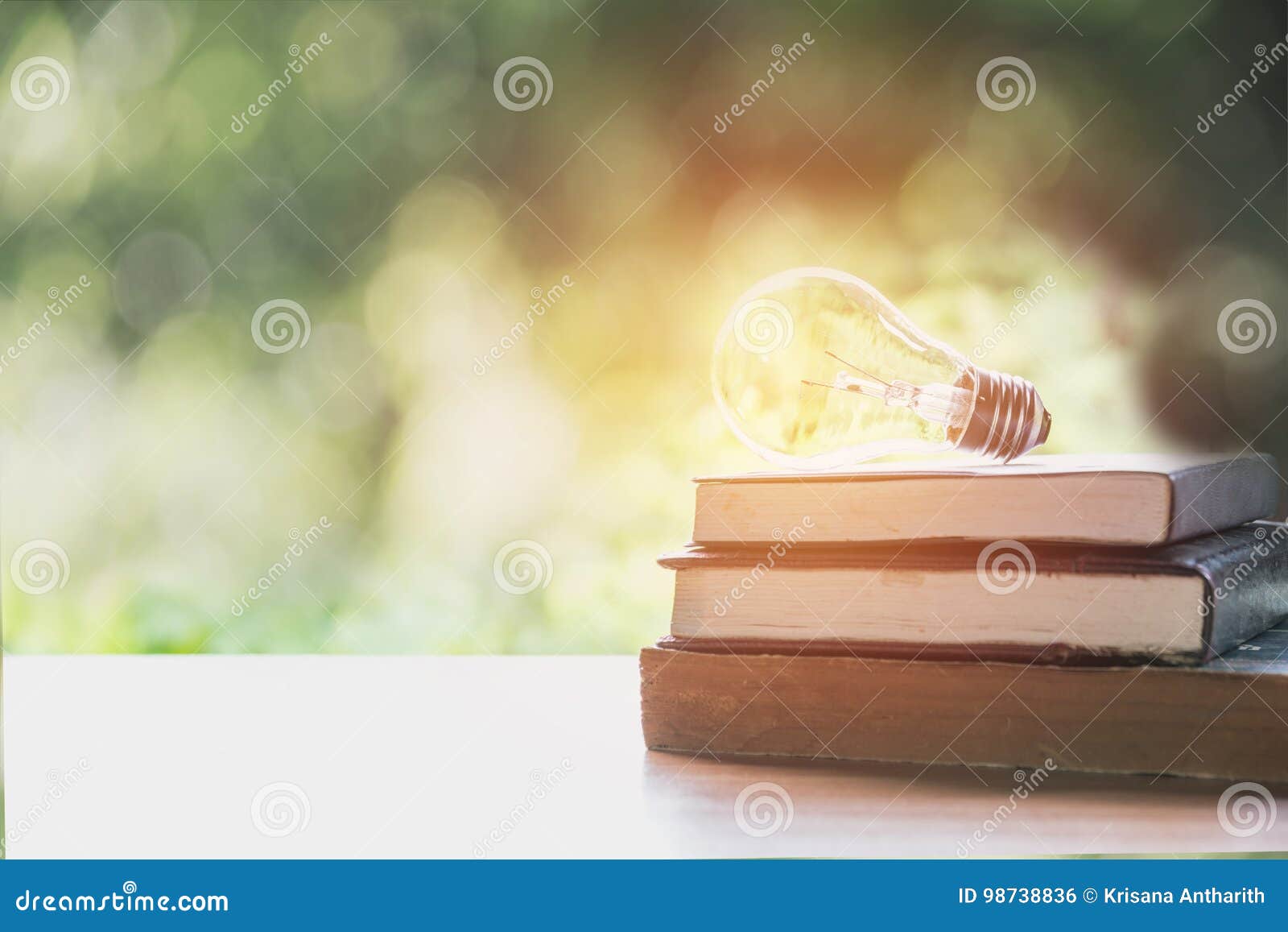 Book and Glowing Light Bulb Over it. Knowledge and Education Stock ...