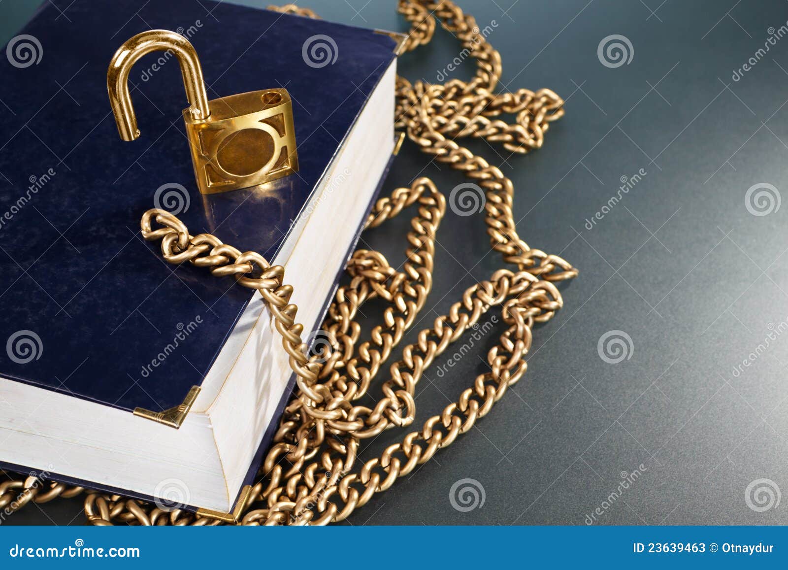 Book with Golden Chain and Lock Stock Image - Image of golden, blank ...