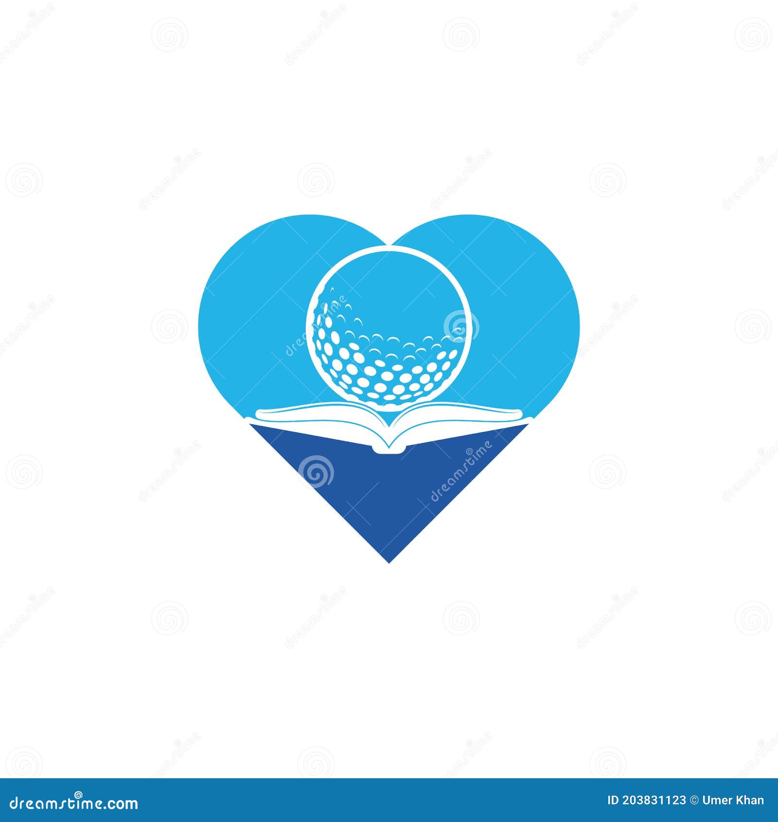 Book Golf Heart Shape Concept Logo Design Vector. Stock Vector ...