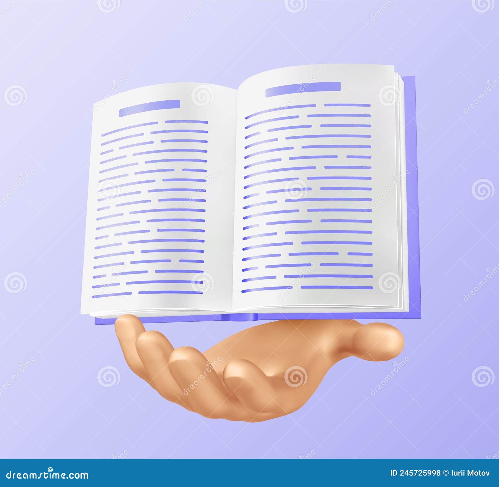 Book in Hand. Open Book 3D Icon for Learning or Reading Concept ...