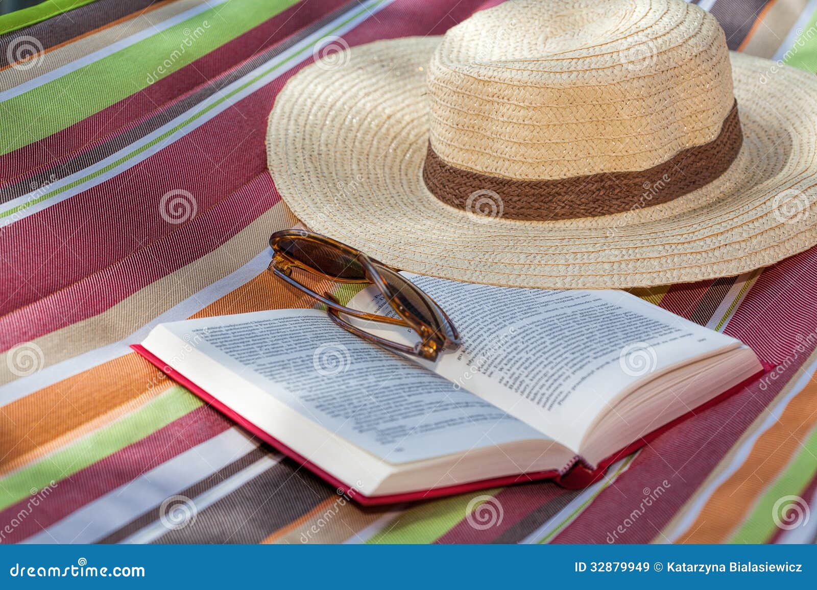 Book and hat stock image. Image of garden, grass, relax - 32879949