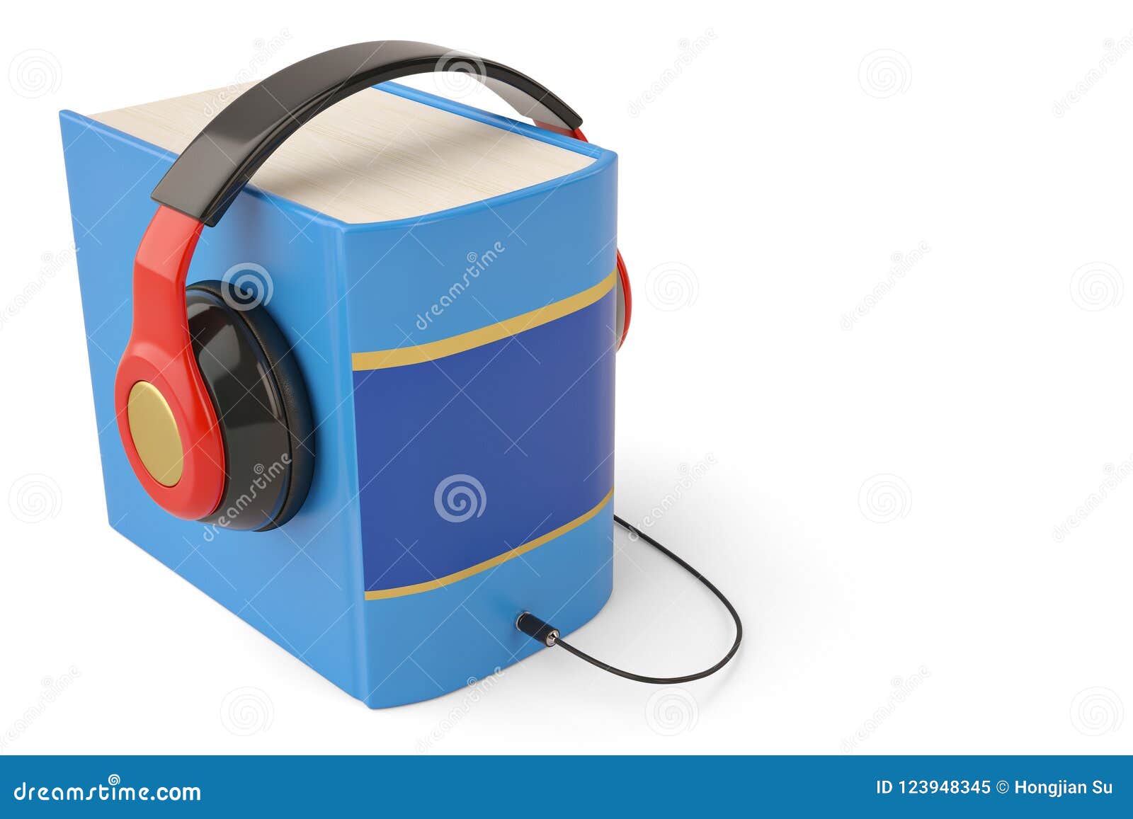 Book and Headphones Isolated on White 3d Illustration. Stock ...
