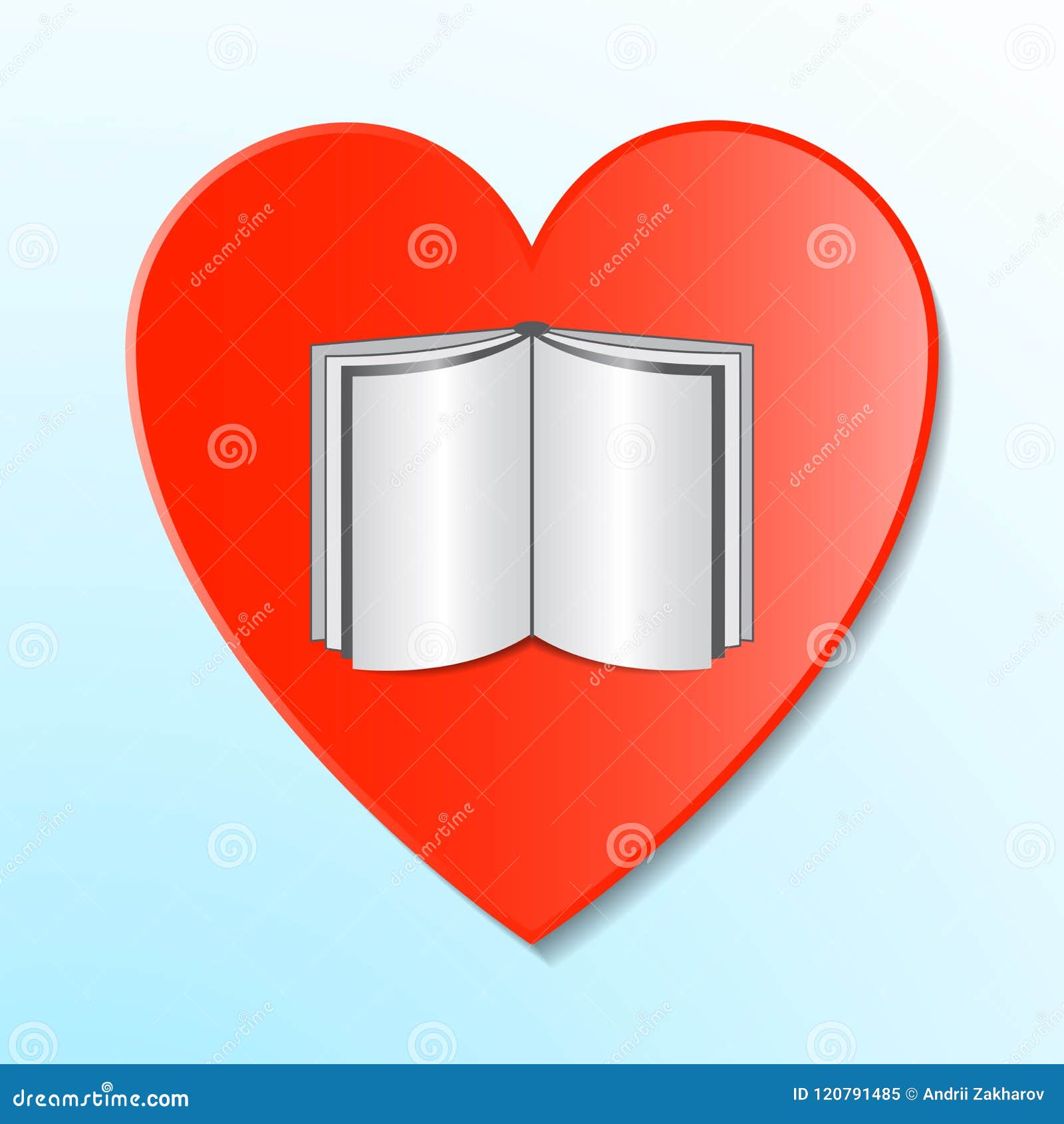 Book in the heart stock vector. Illustration of bookstore - 120791485