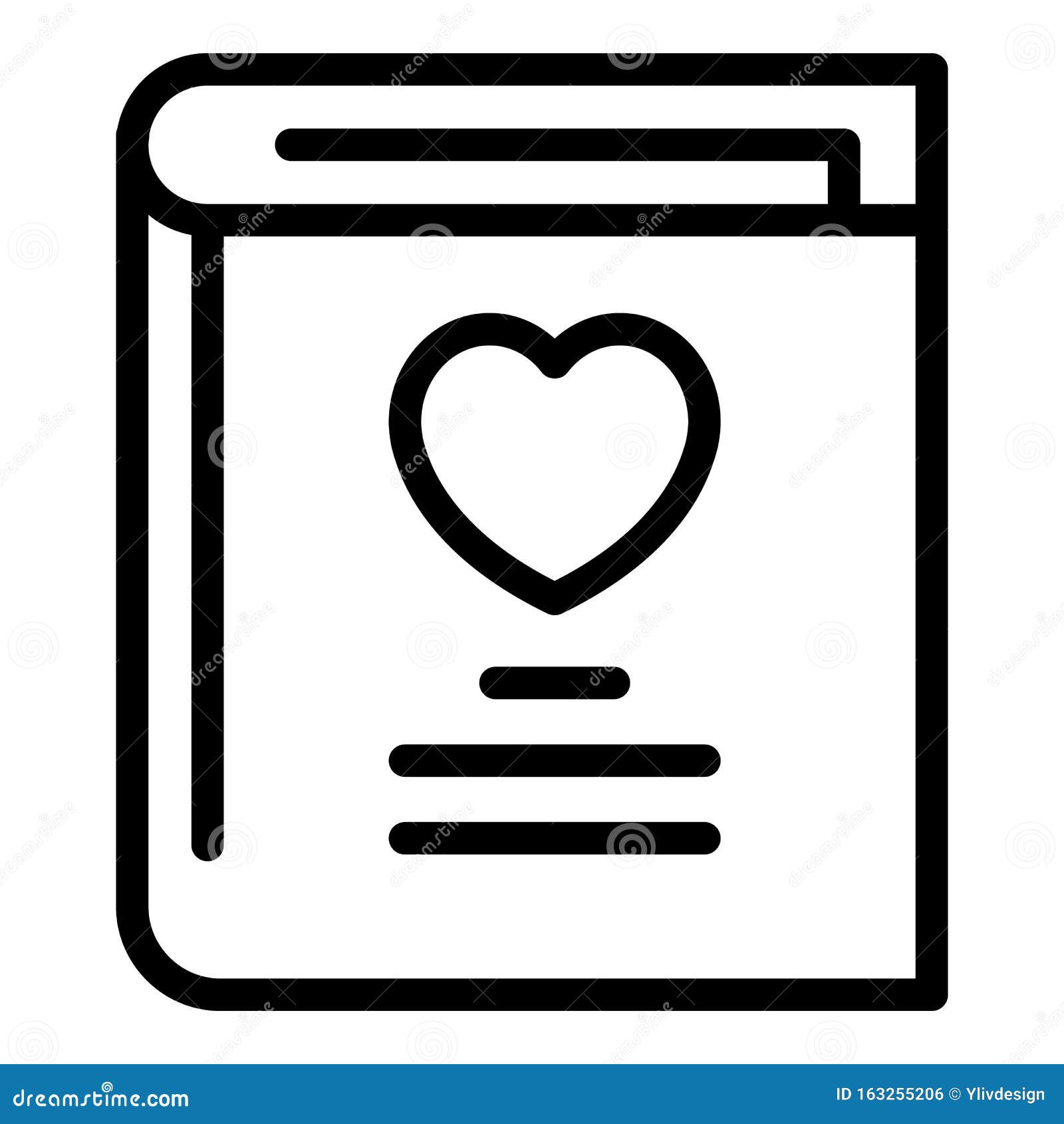Book with a Heart Icon, Outline Style Stock Vector - Illustration of ...