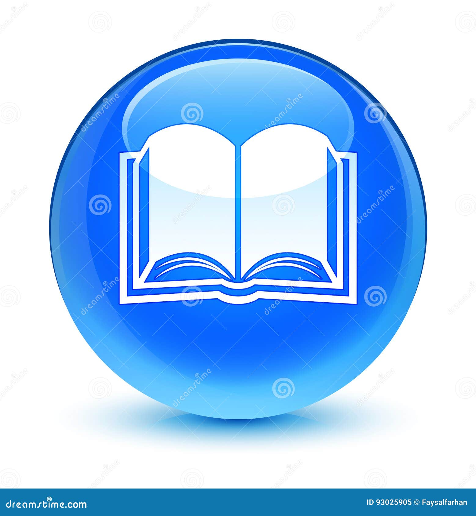 Book Icon Glassy Cyan Blue Round Button Stock Illustration ...
