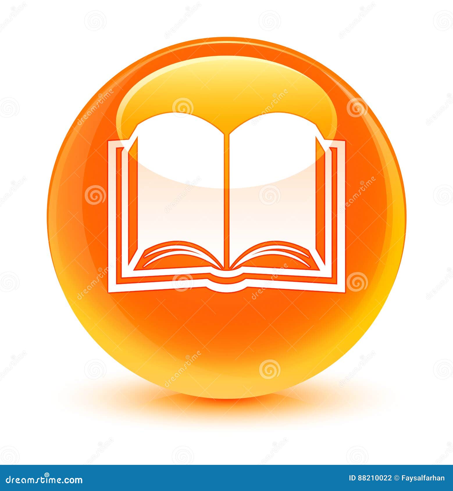 Book Icon Glassy Orange Round Button Stock Illustration - Illustration ...