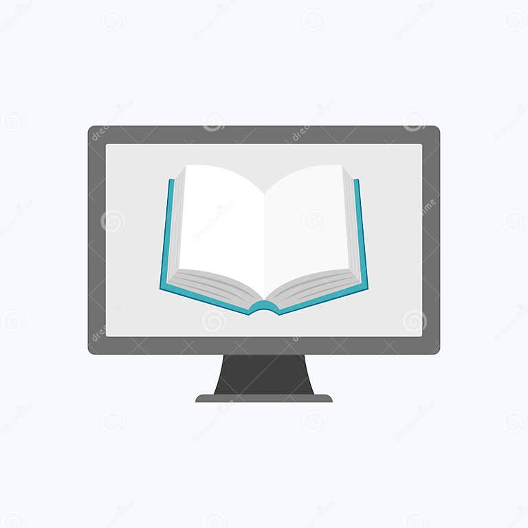 Book Icon with Gray Computer Stock Vector - Illustration of monitor ...
