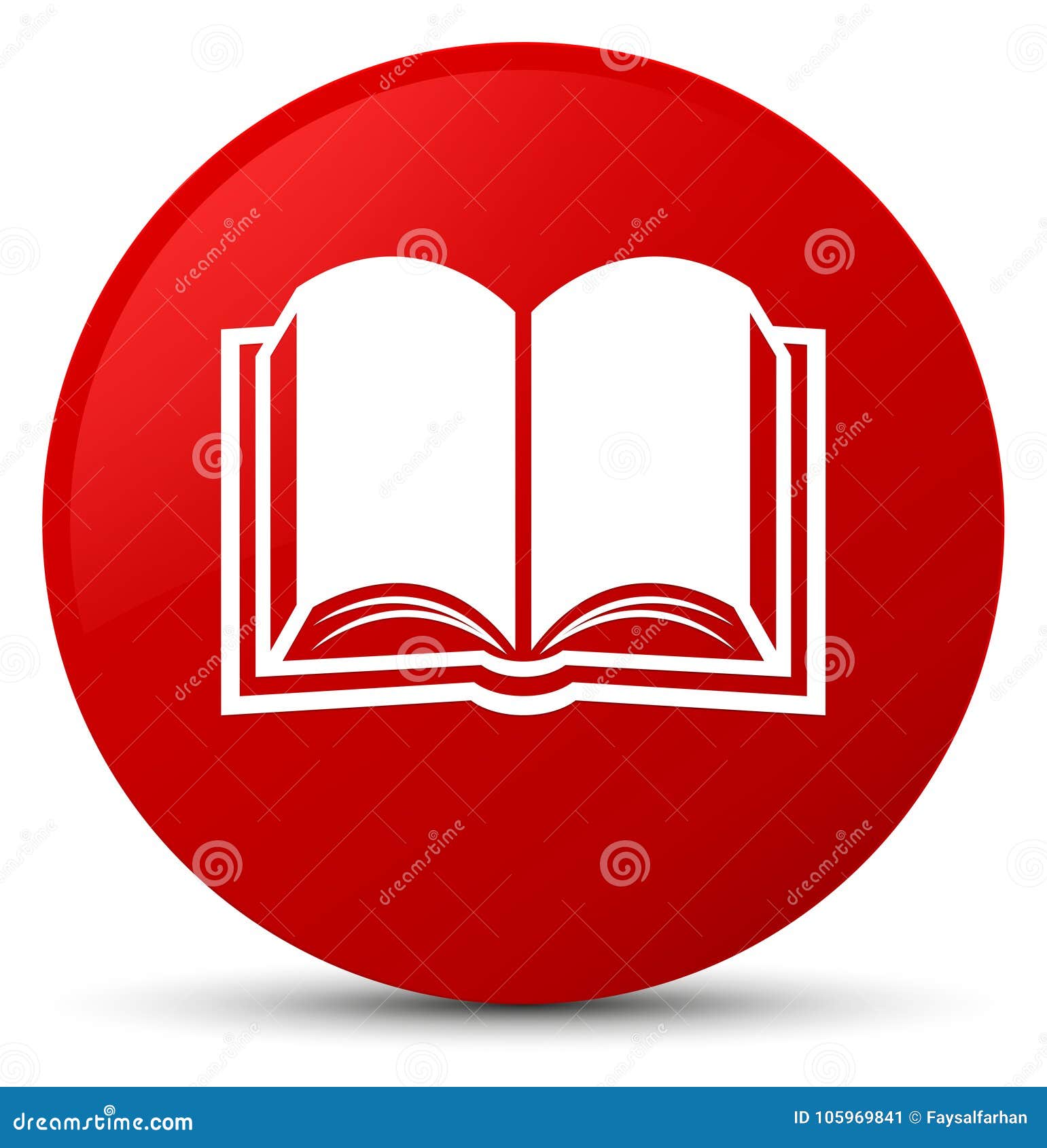 Book icon red round button stock illustration. Illustration of button ...