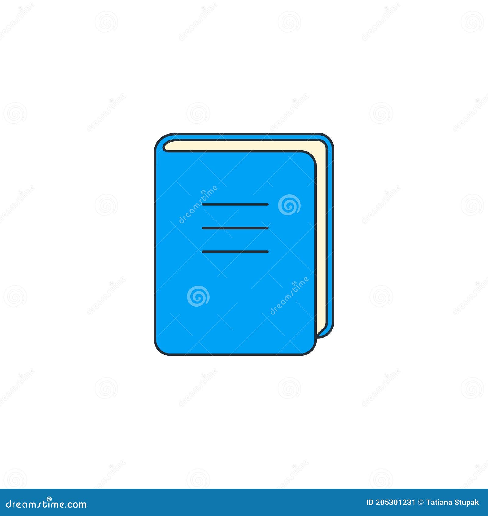 Book Icon Isolated on White. Vector Flat Color Symbol. Front View Stock ...