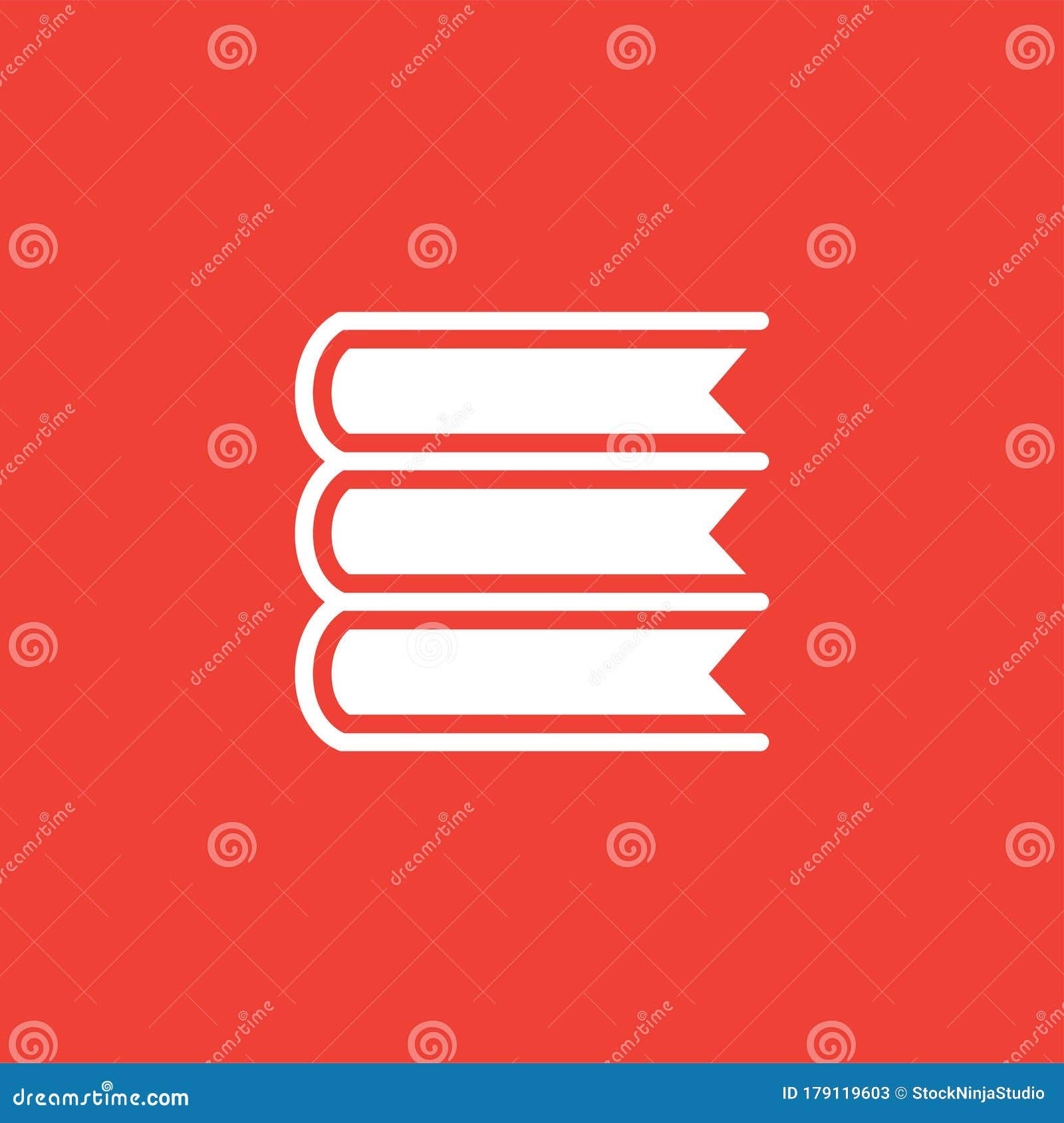 Book Icon on Red Background. Red Flat Style Vector Illustration Stock ...