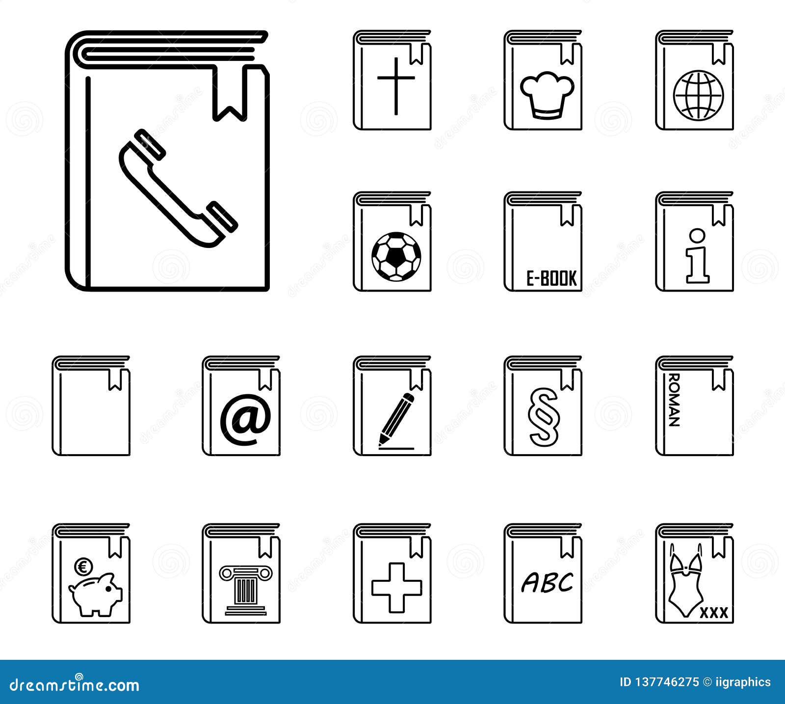Book icon set stock illustration. Illustration of sign - 137746275