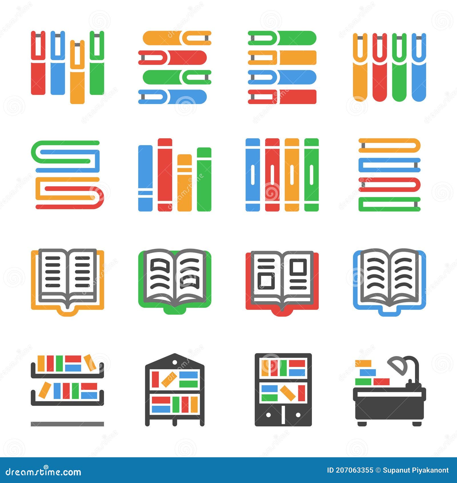 Book icon set stock vector. Illustration of information - 207063355