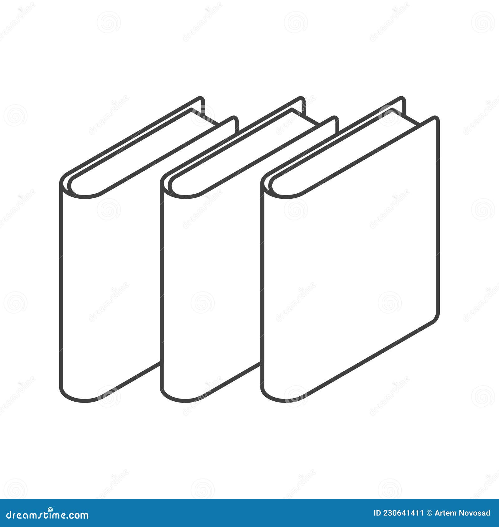 Book Icon. a Simple Linear Isometric View of Three Books. Isolated ...