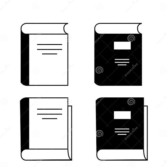 Book Icon Vector Set Black and White Isolated Stock Vector ...