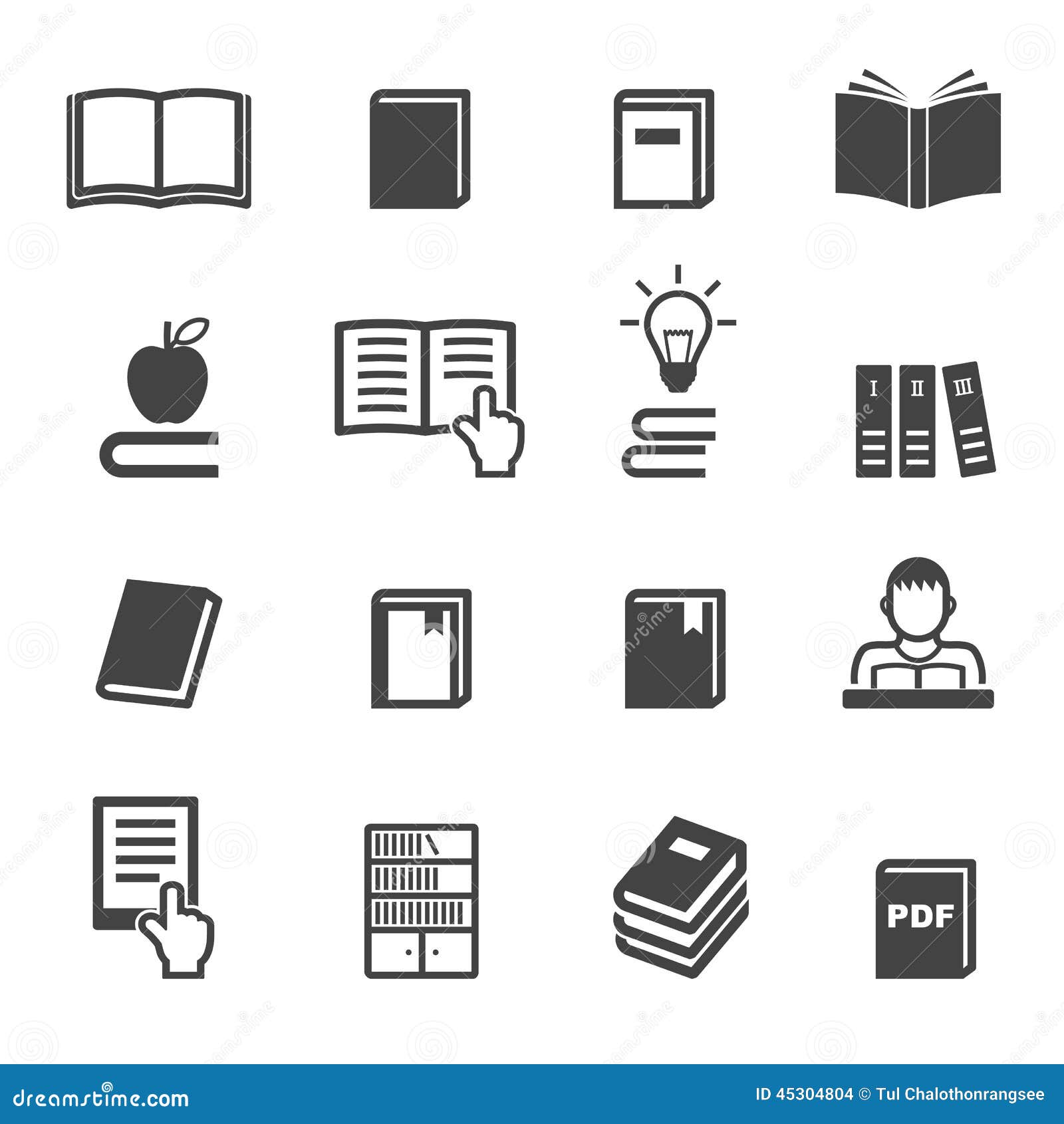 Book Icons, Black And White Textbook Symbol, Education Pictogram ...