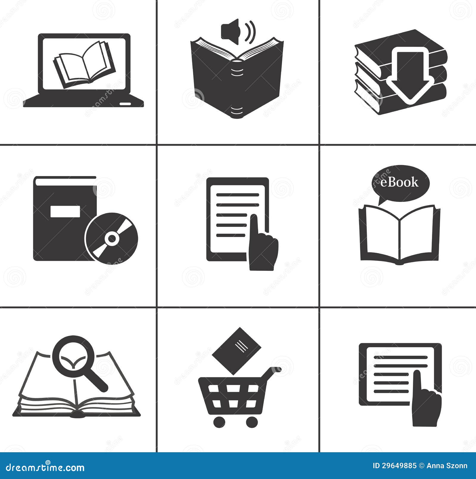 Book icons set. stock vector. Illustration of finger - 29649885