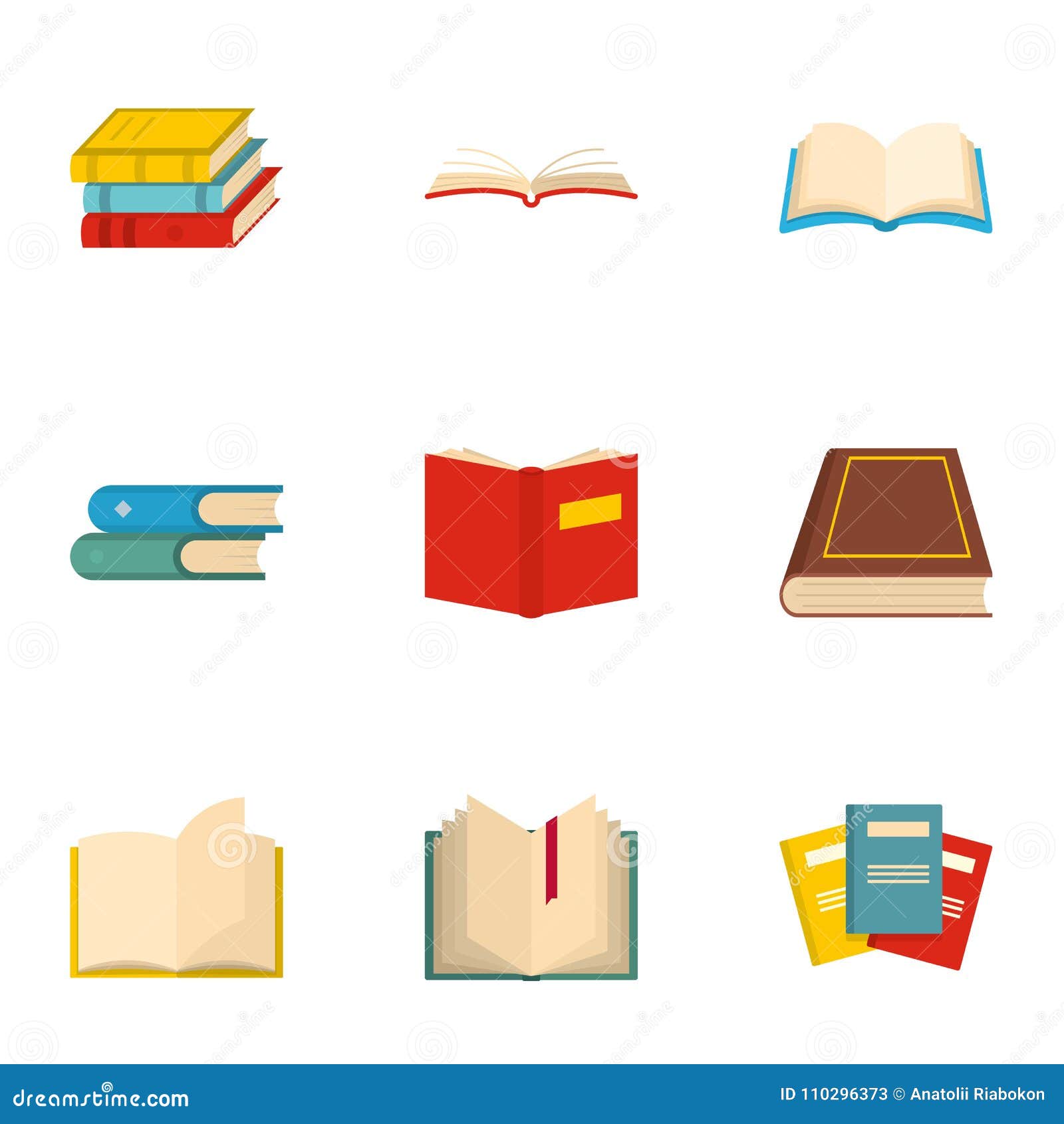 Book Icons Set, Cartoon Style Stock Vector - Illustration of creative ...