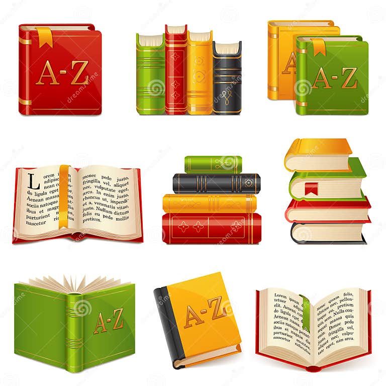Book icons set stock vector. Illustration of bookshelf - 31583406