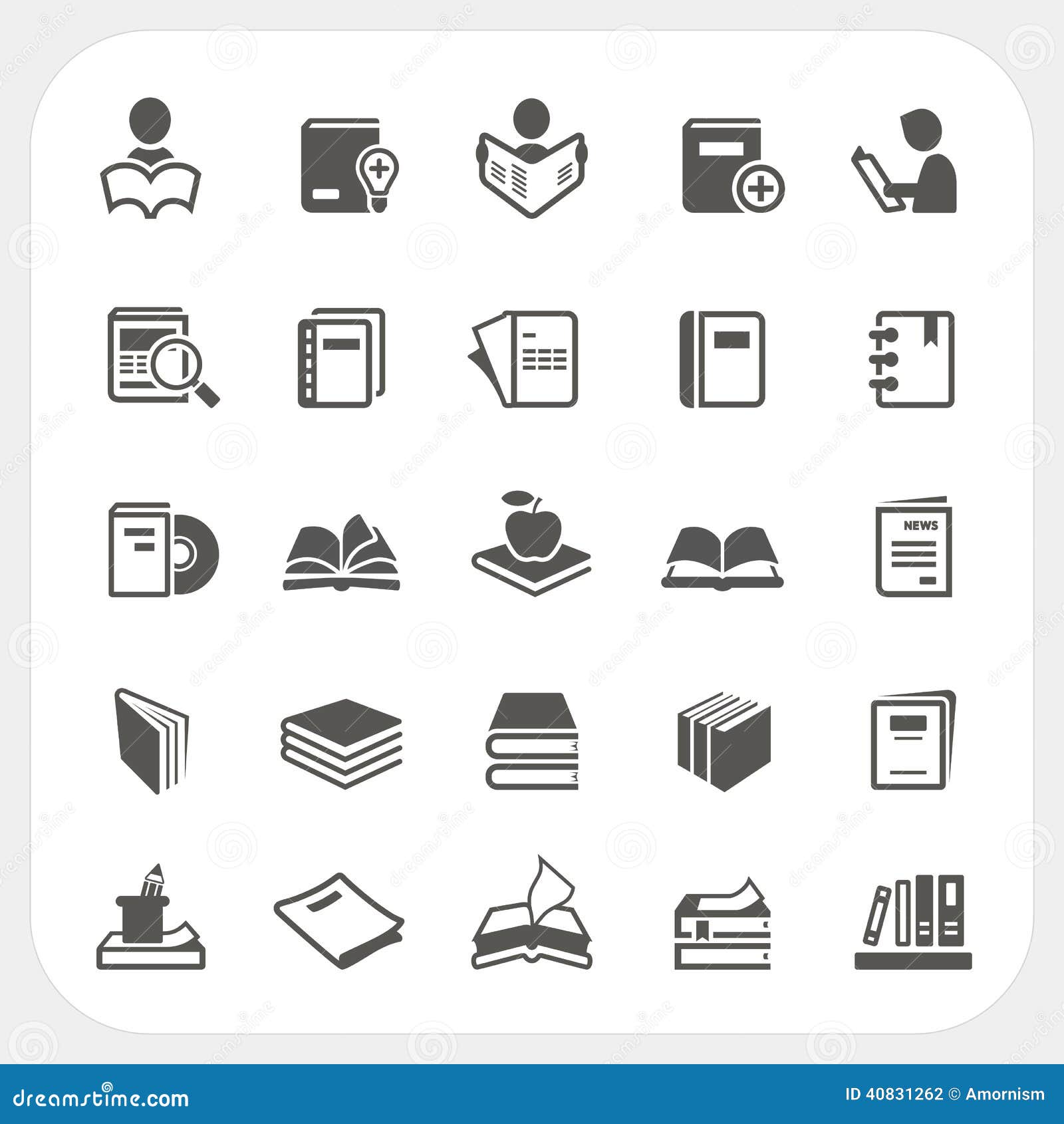 Book Icons, Black And White Textbook Symbol, Education Pictogram ...