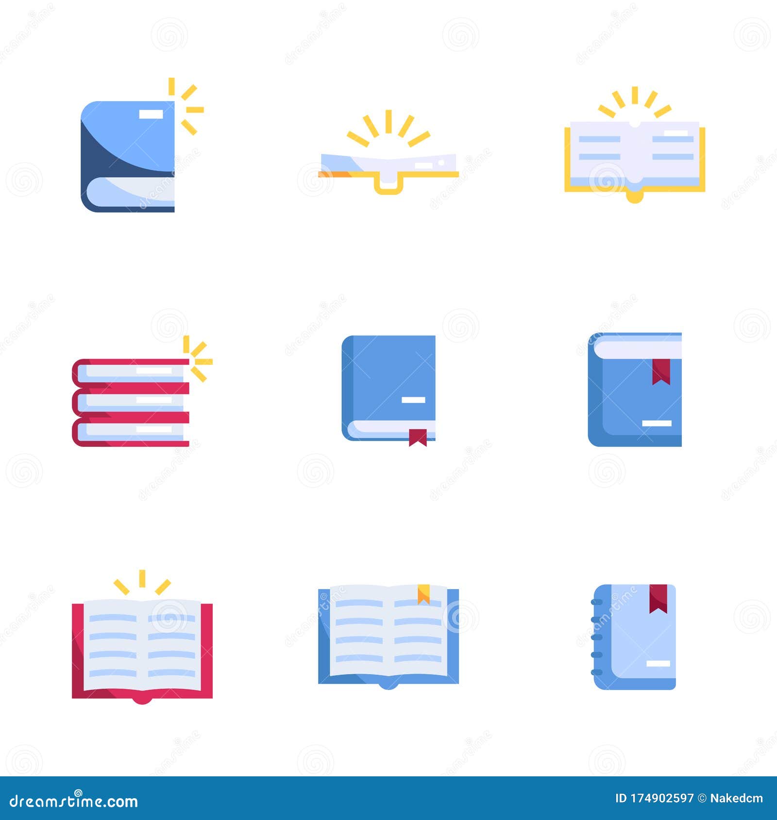 Book icons set flat design stock vector. Illustration of graduation ...