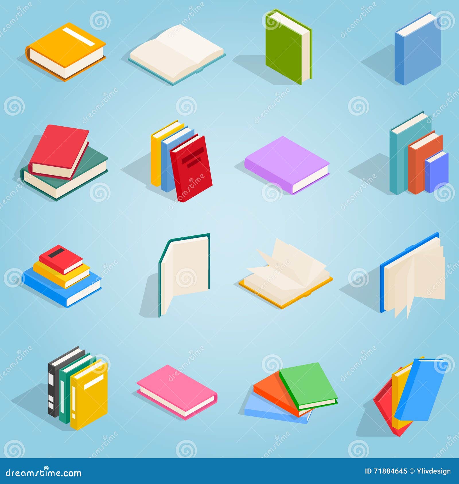 Book Icons Set, Isometric 3d Style Stock Vector - Illustration of ...