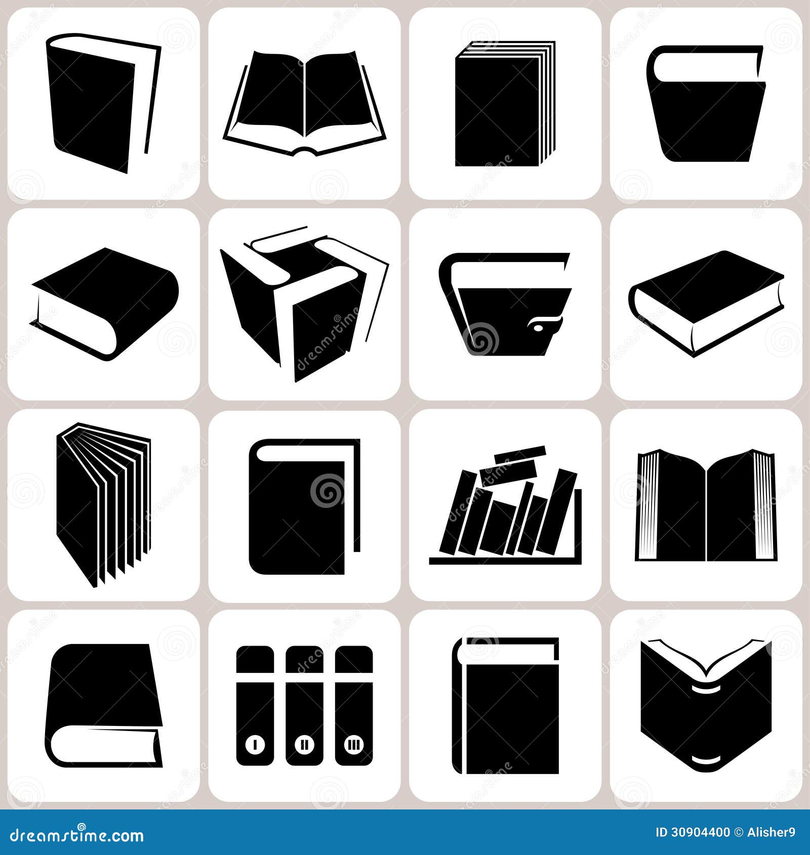 Book Icons Set stock vector. Illustration of ebook, collection - 30904400