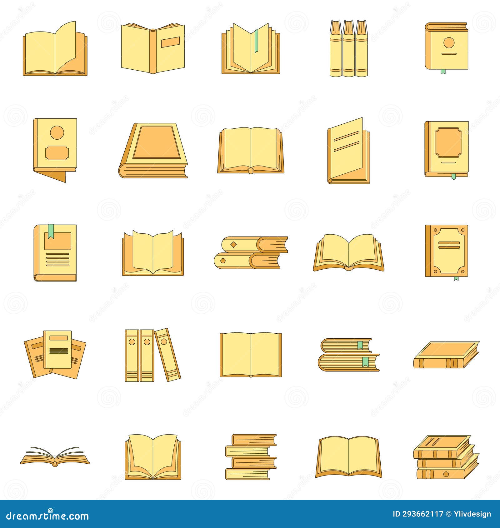 Book Icons Set Vector Color Stock Vector - Illustration of color, thin ...